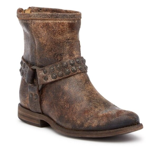 Frye | Shoes | Frye Phillip Studded Harness Distressed Ankle Boot ...